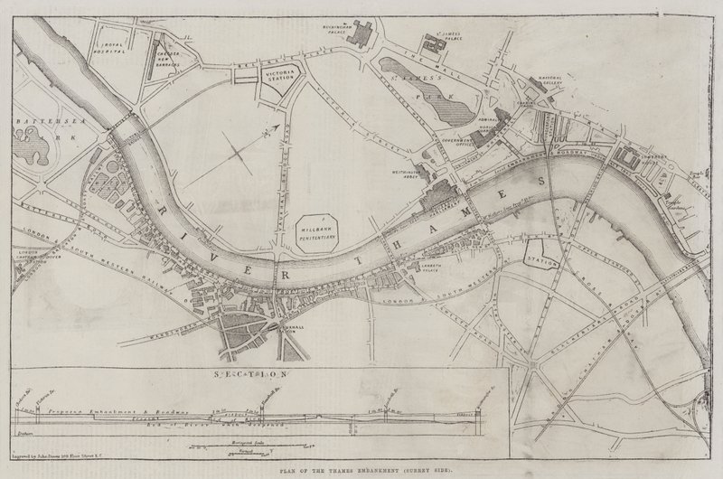 Plan of the Thames Embankment, Surrey Side by John Dower